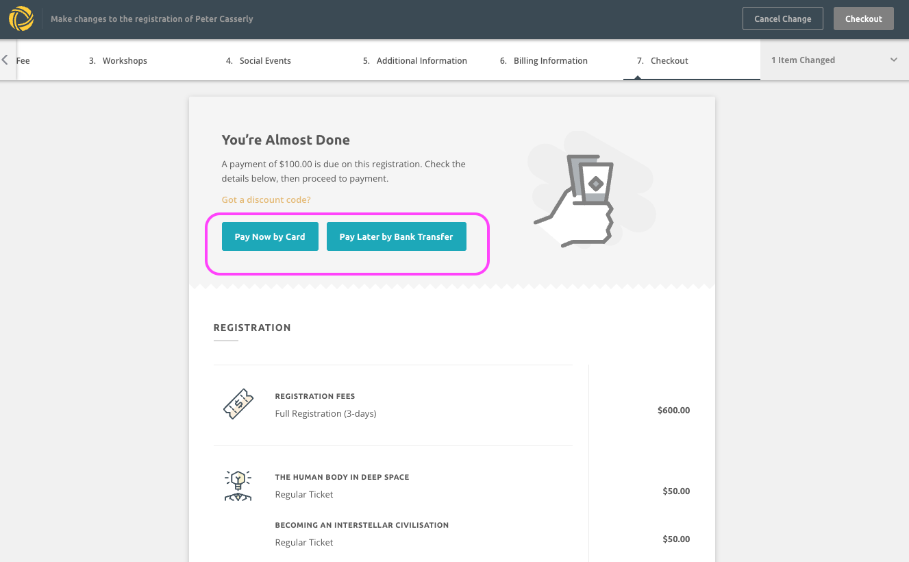 Test the registration workflow
