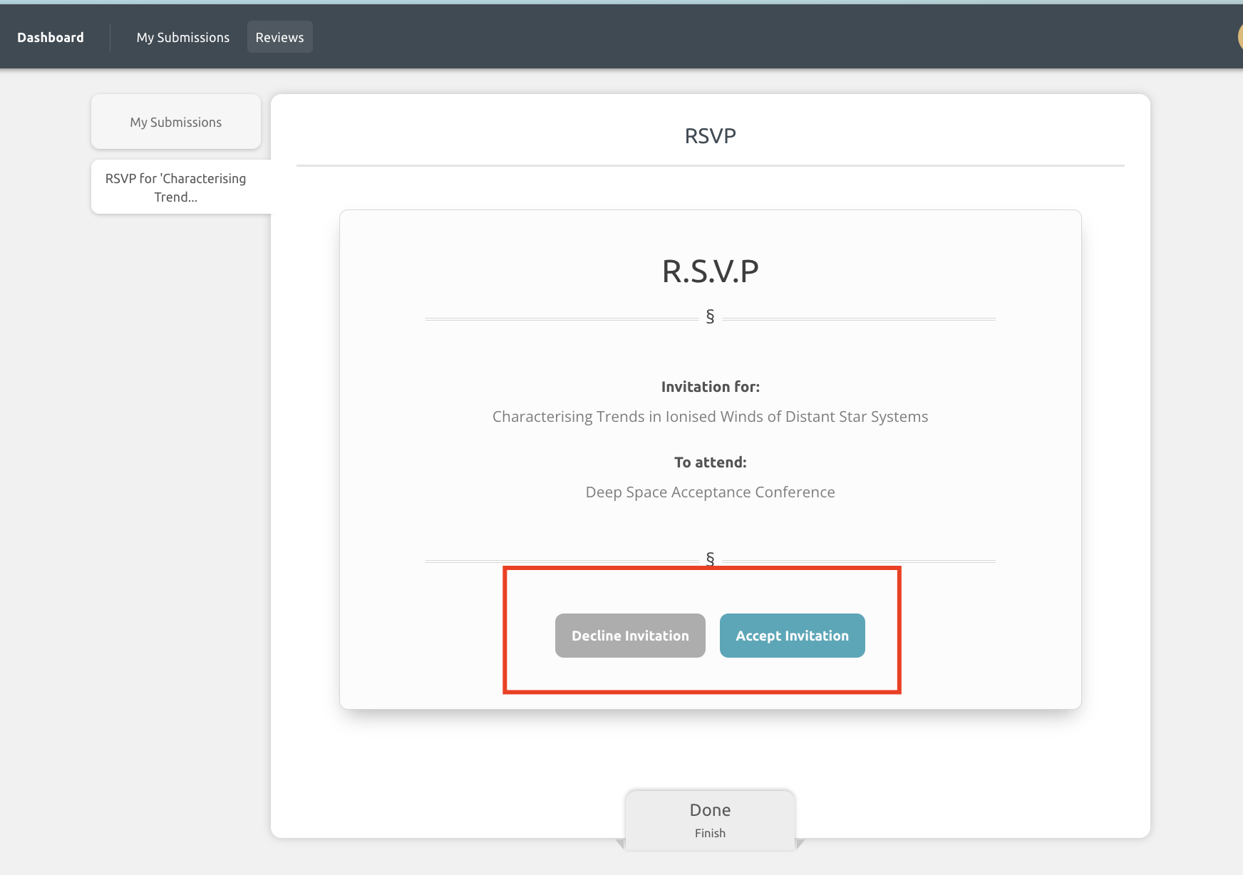 Editing the RSVP for my submission