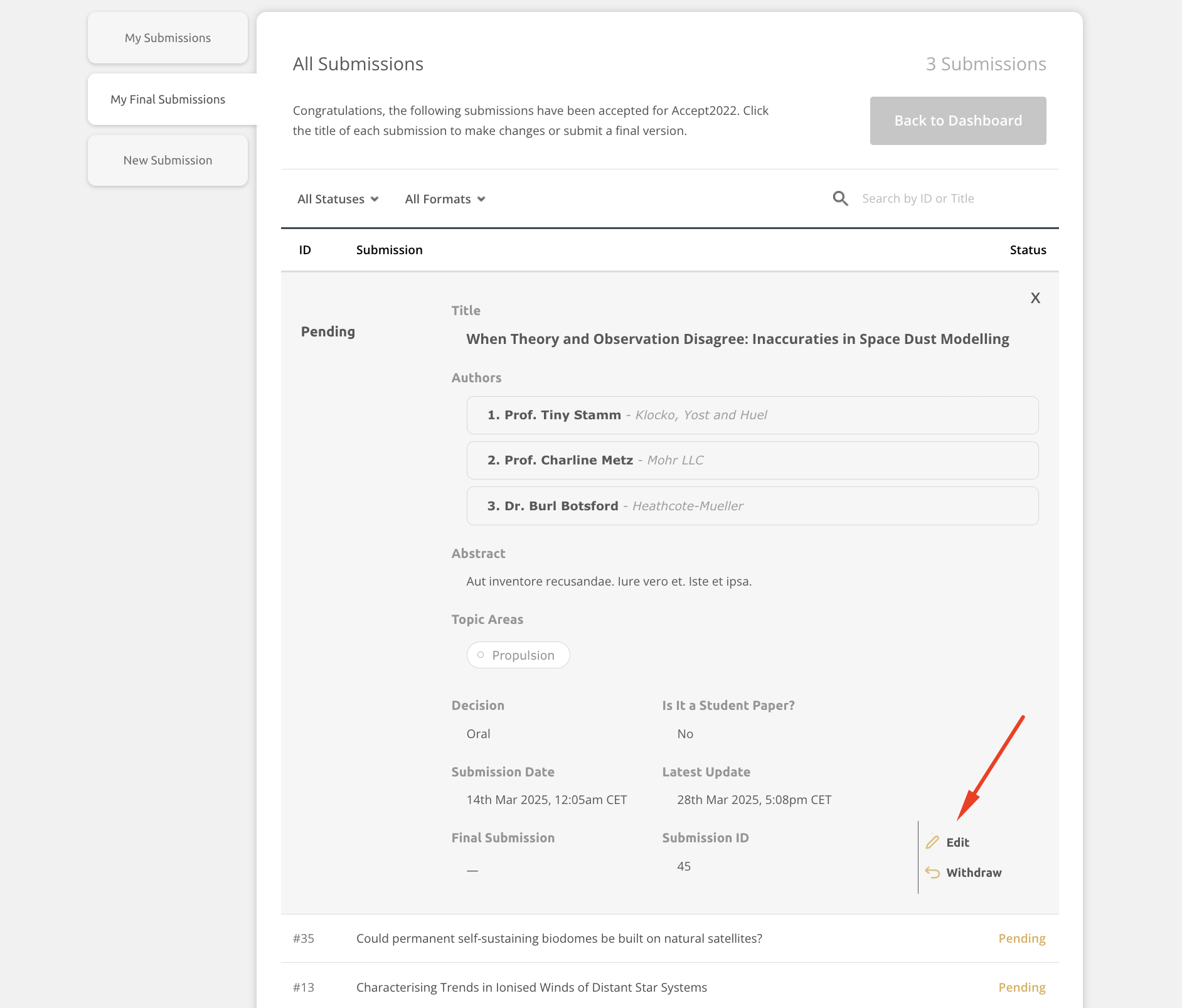 Completing your final submission