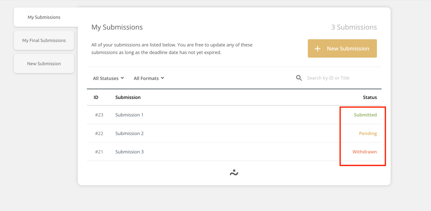 What does it mean when a submission is pending?